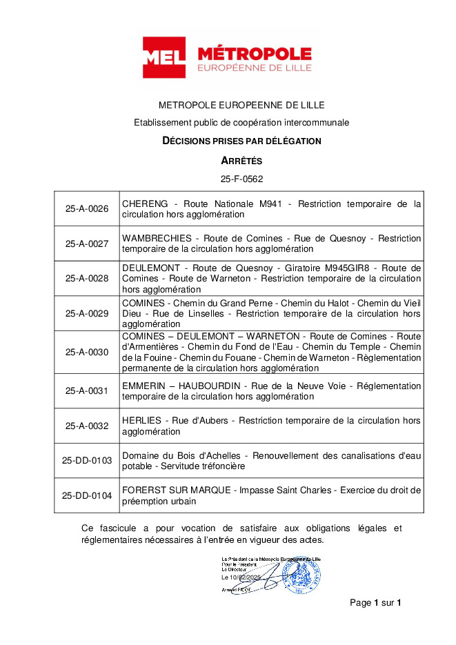 Fascicule N 562 du 10 février 2025 (.pdf) | Métropole européenne de Lille